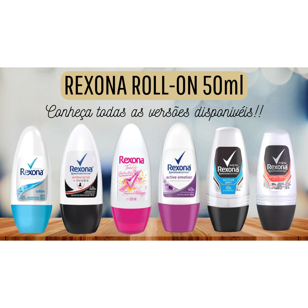 Rexona Desodorante Roll On Feminino e Masculino 50ml | Shopee Brasil