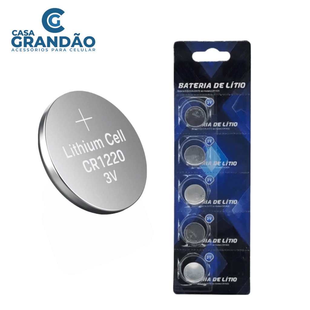 Bateria pilha 3v cr1220 maxmidia (cartela c/5) max-cr1220 | Shopee Brasil