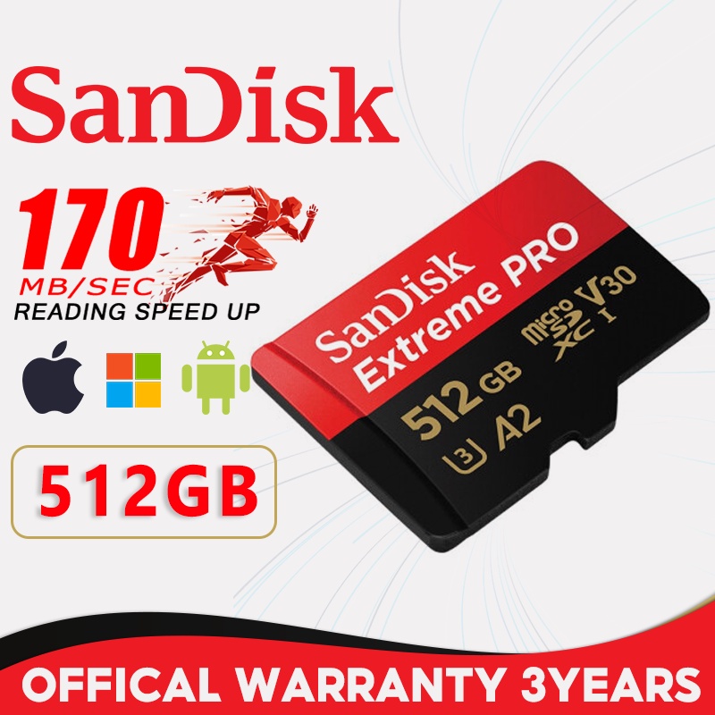 SanDisk Cartão De Memória Micro SD A2 Extreme Pro 32GB 64GB 128GB 256GB 512GB 170MB/s ...