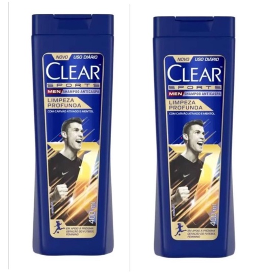 Kit 2 Shampoos Clear Men Sports Limpeza Profunda 400ml Cristiano ...