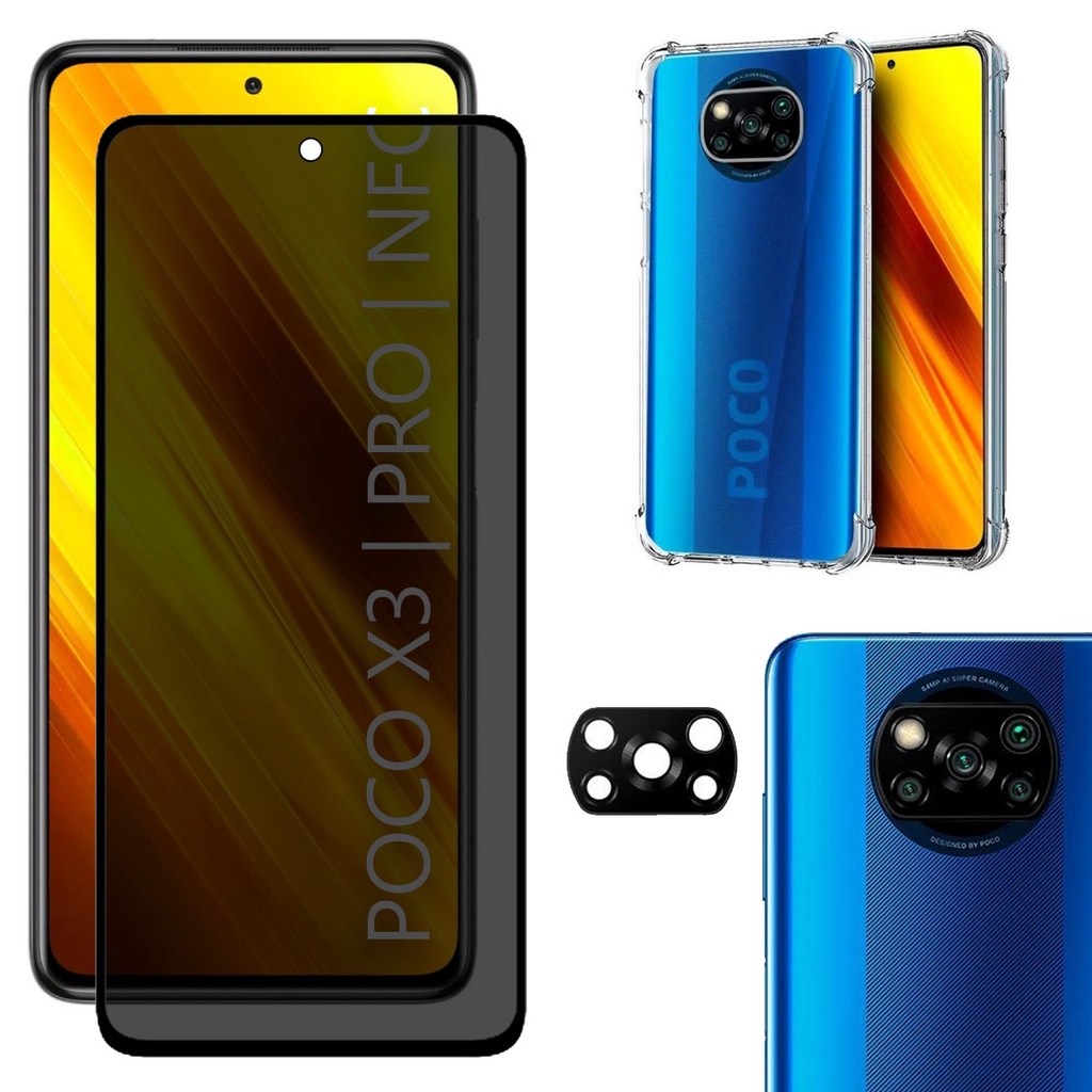 Kit Poco X3 | Pro - Película Privacidade 3D + Capa + Câmera - Escorrega ...