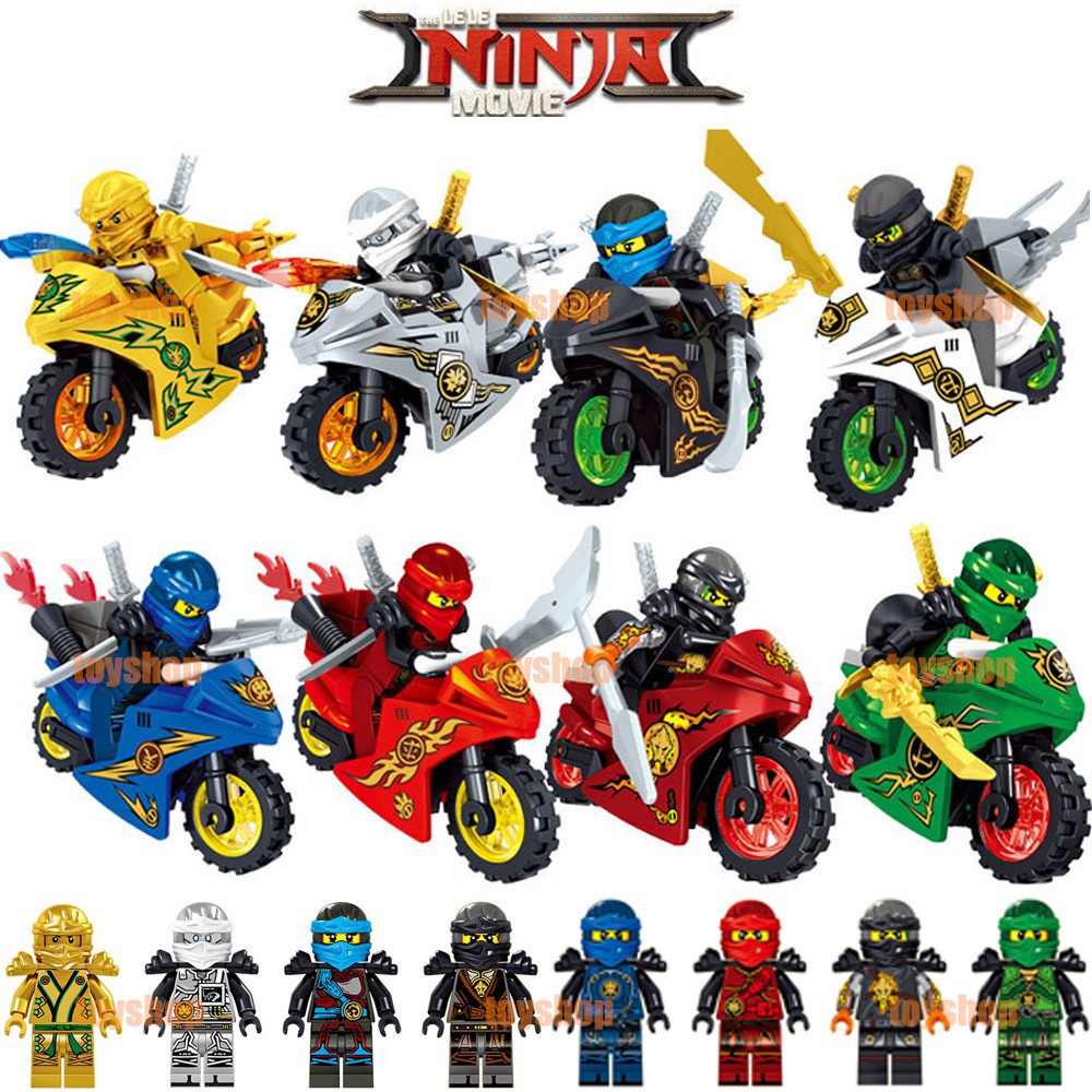 8Pcs Lego Ninjago Minifiguras Com Motocicletas Blocos De Construção ...
