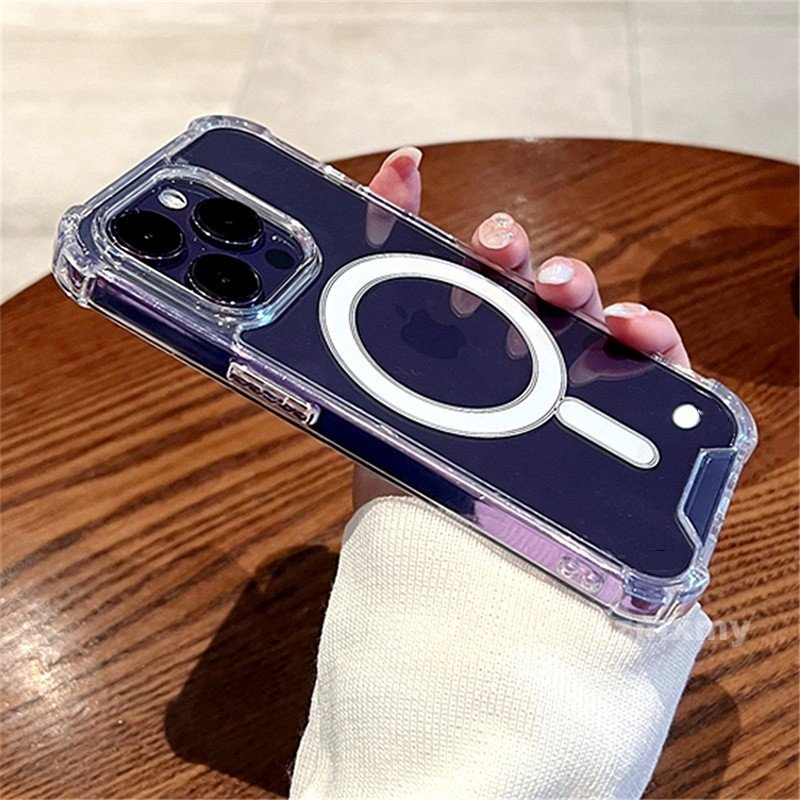 Magnético Sem Fio Carregando Doce Cor Amortecedor Capa De Celular Para IPhone 14 13 12 11 Pro ...