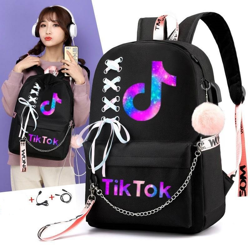 Tik Tok Backpack USB Bookbag for Teenage Girls School Backpacks Laptop ...