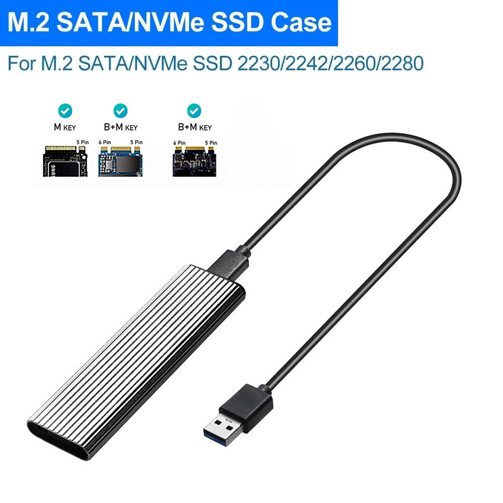 M2 protocolo duplo NVME/NGFF SATA caixa SSD HDD 10Gbps M. 2 Para USB 3. ...
