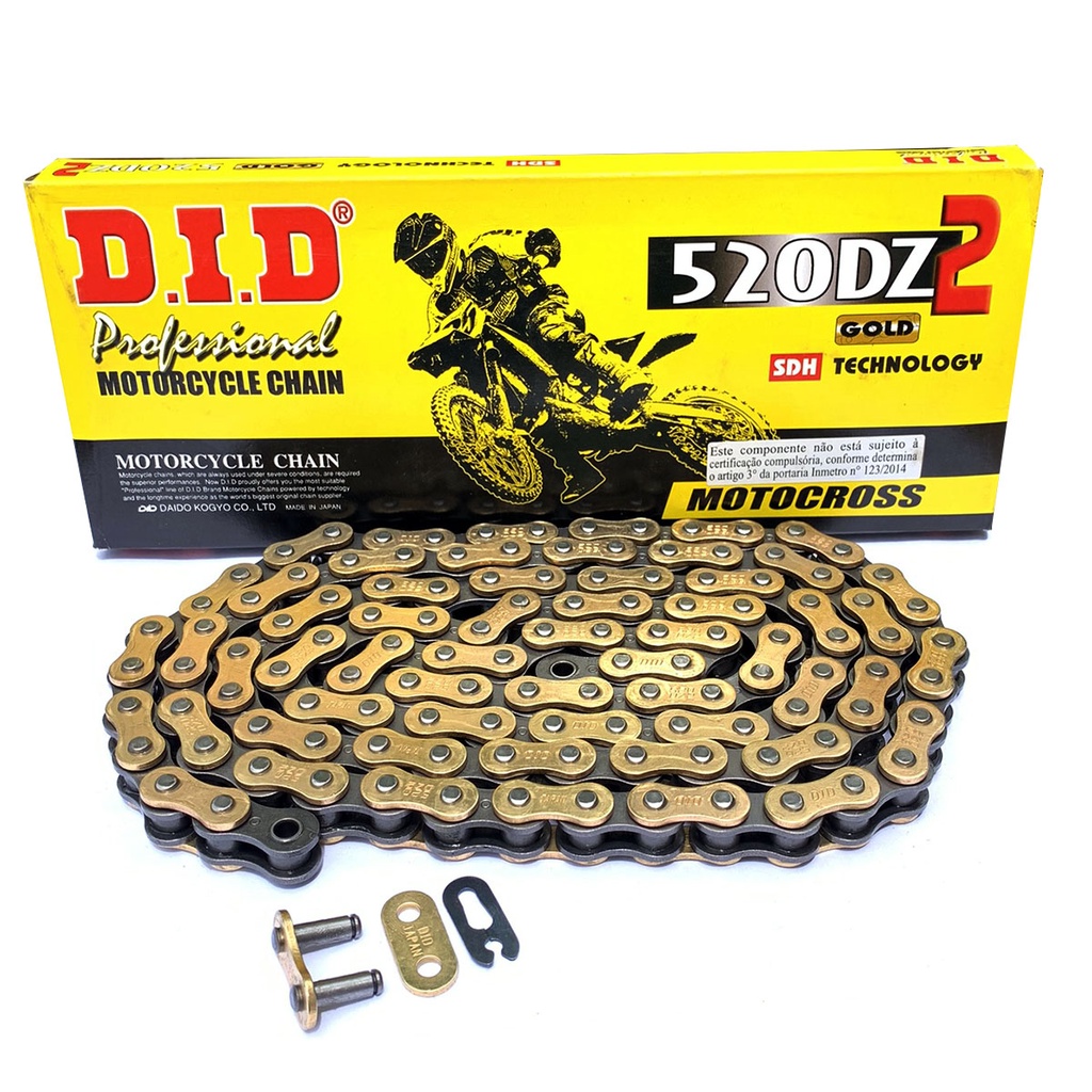 Corrente DID Gold DZ2 Dourada 520 120 Elos S/ Retentor Motocross ...
