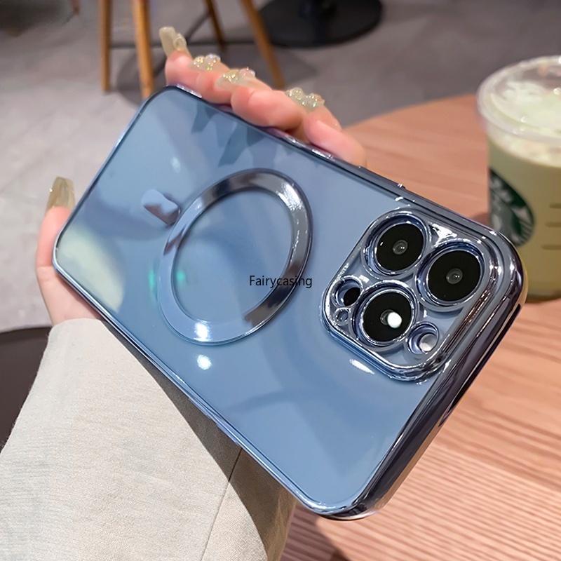 Revestimento Luxuoso Transparente Magnético Para Magsafe Capa De Carga Sem Fio iPhone 12 11 Pro ...