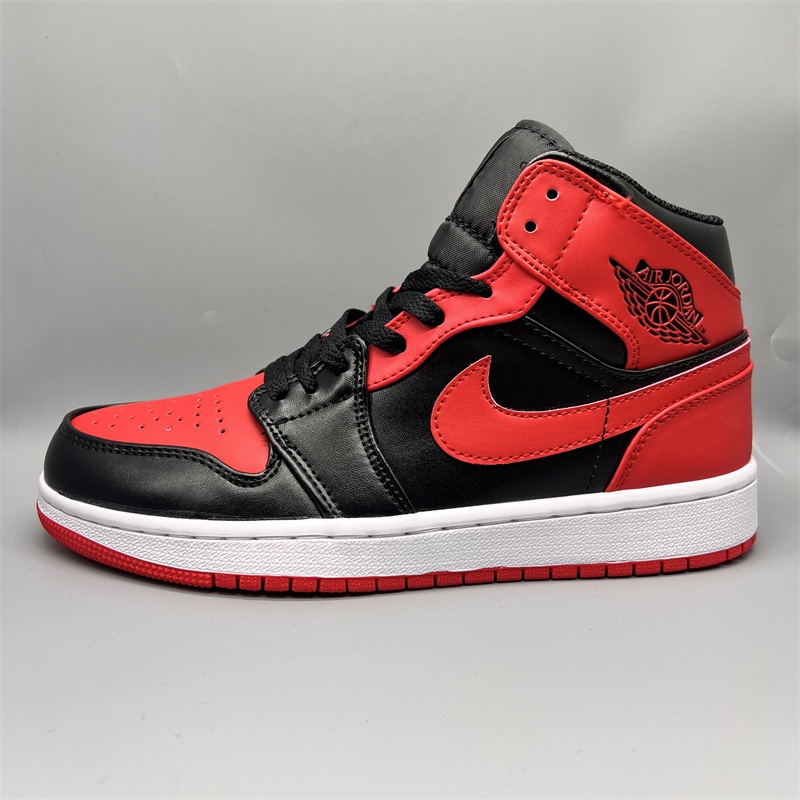 Air Jor dan 1 mid Retro AJ1 Black Red Proibido Sapatos Masculinos ...