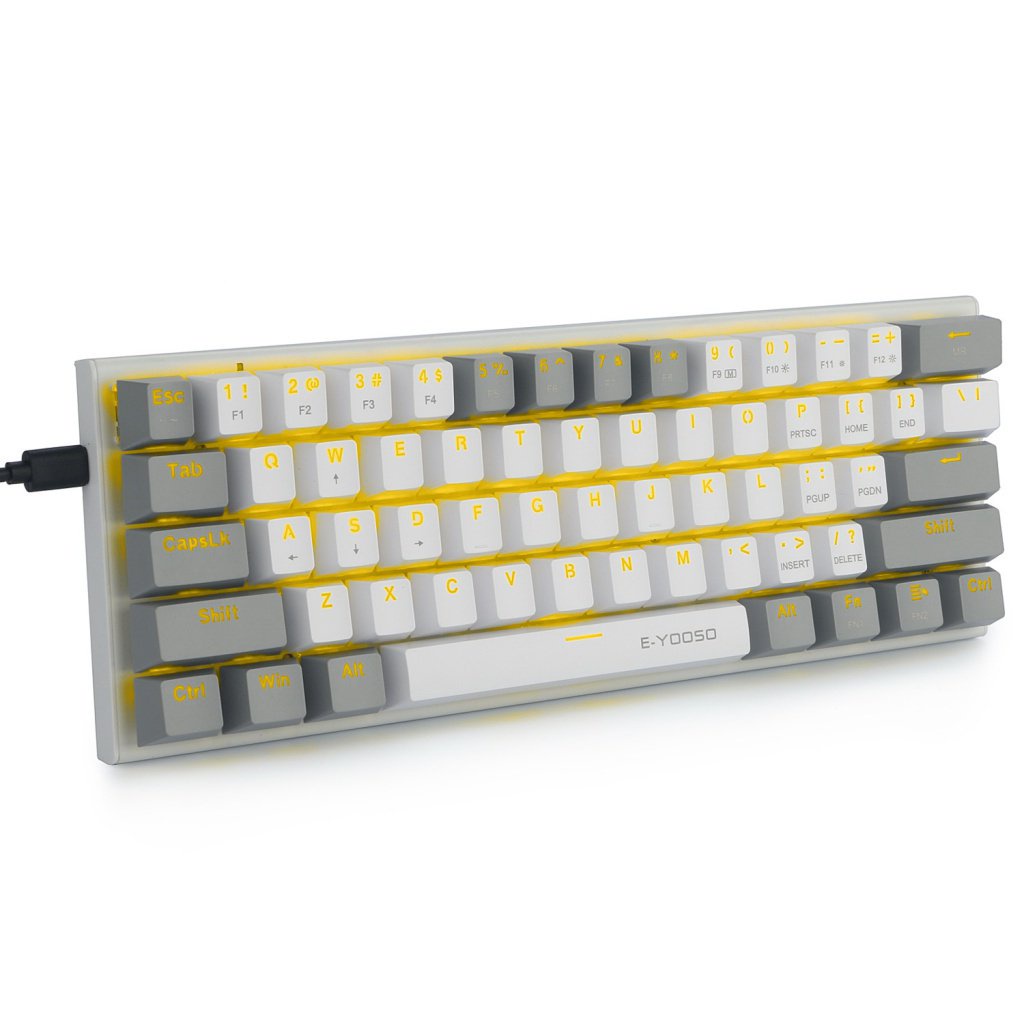 Teclado 60% teclado branco 61 teclas E-yooso Z11 PBT pc jogos de ...