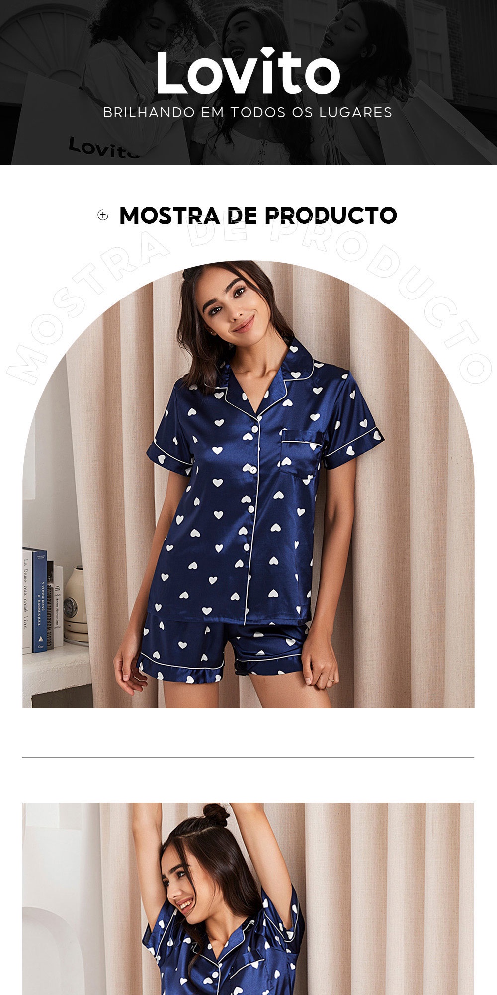 Lovito Conjunto De Pijama Americano De Seda Fria Soft Com Mangas Curtas