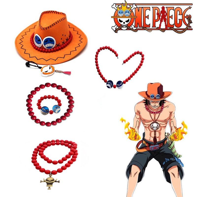 Anime Cosplay One Piece Portgas D Ace Beads Necklace Pulseira De Charme ...