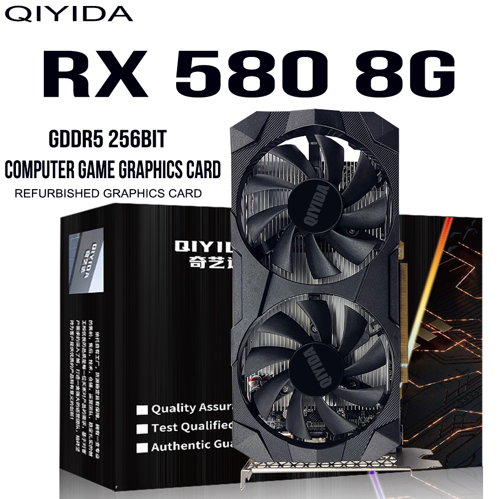 Qiyida placas gráficas AMD RX580 8G para GDDR5 GPU RX 580 8GB 256Bit ...